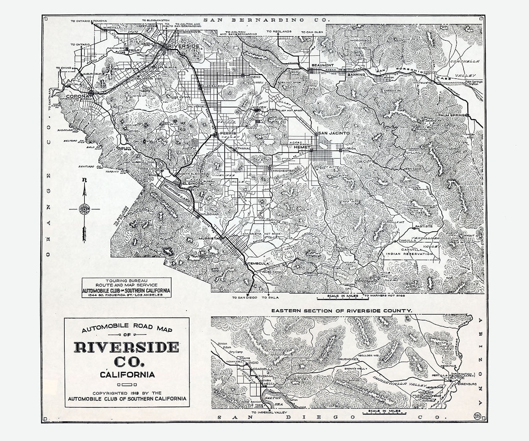 1919 Map of Riverside County California - Etsy