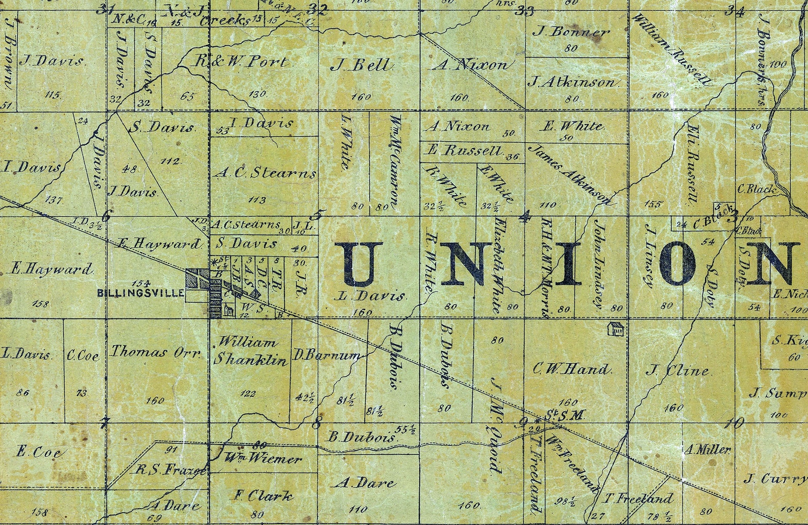 1855 Farm Line Map of Union County Indiana | Etsy