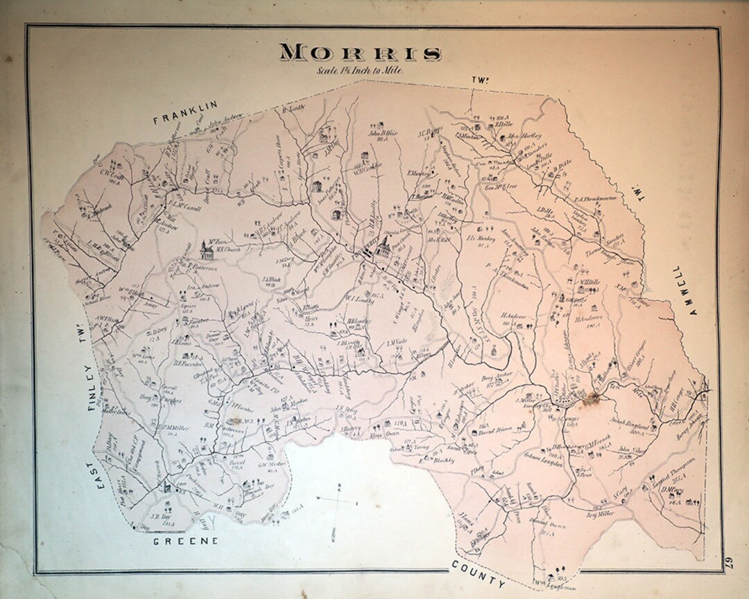 1876 Map of Morris Township Washington County Pennsylvania - Etsy