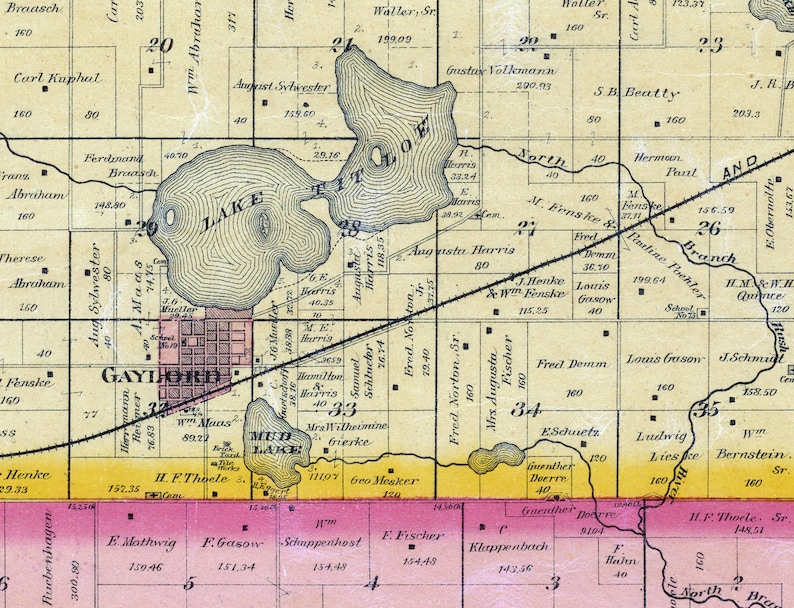 1893 Farm Line Map of Sibley County Minnesota - Etsy