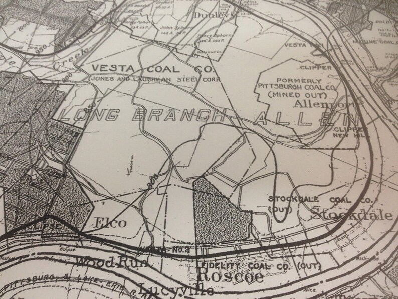 Map of Monongahela River Coal Mines Fayette Washington & Westmoreland ...