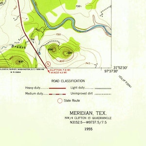 1956 Topo Map of Meridian Texas - Etsy