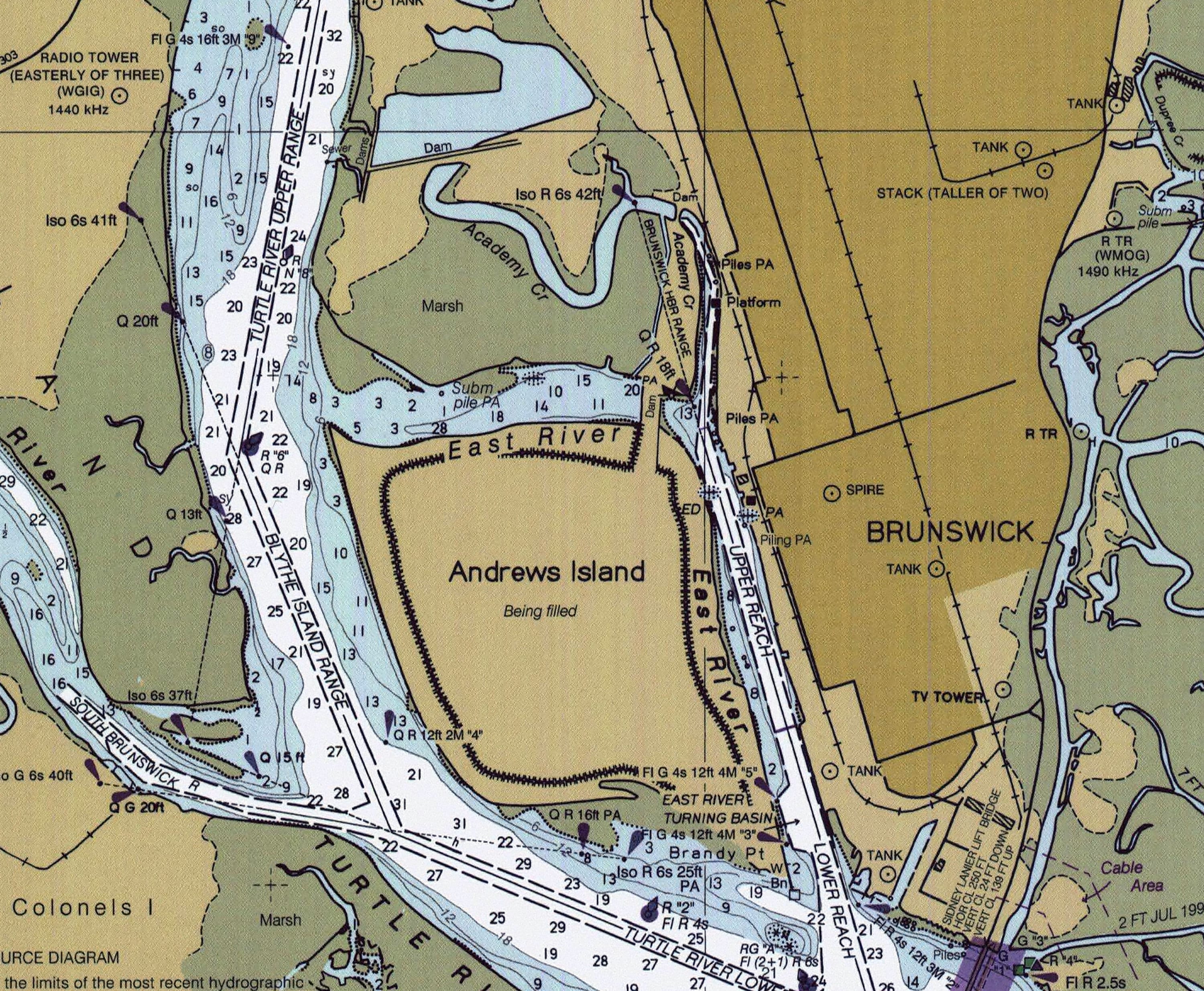 2000 Nautical Chart of St Simon Sound Brunswick Harbor Georgia - Etsy