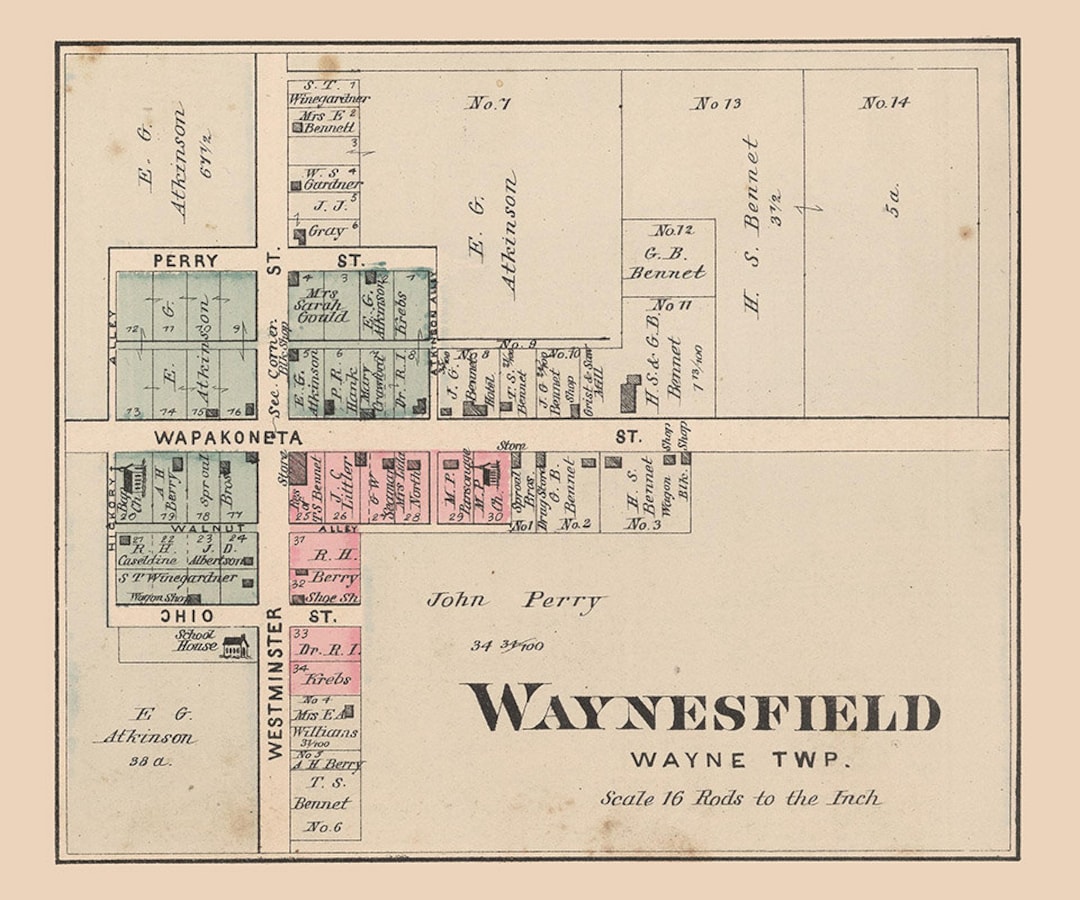 1880 Map of Waynesfield Auglaize County Ohio - Etsy