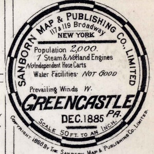 1885 Town Map of Greencastle Franklin County Pennsylvania - Etsy