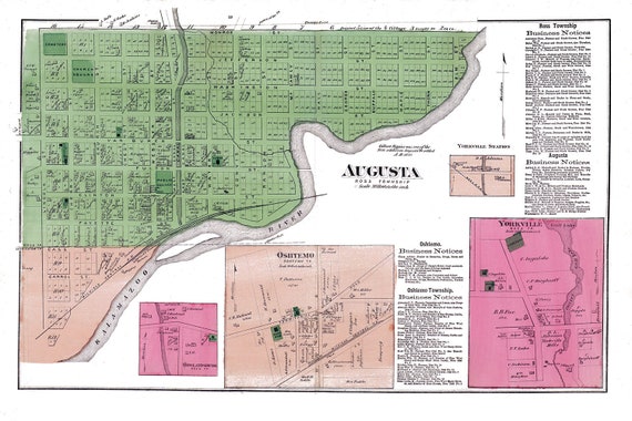 1873 Town Map of Augusta Kalamazoo County Michigan - Etsy