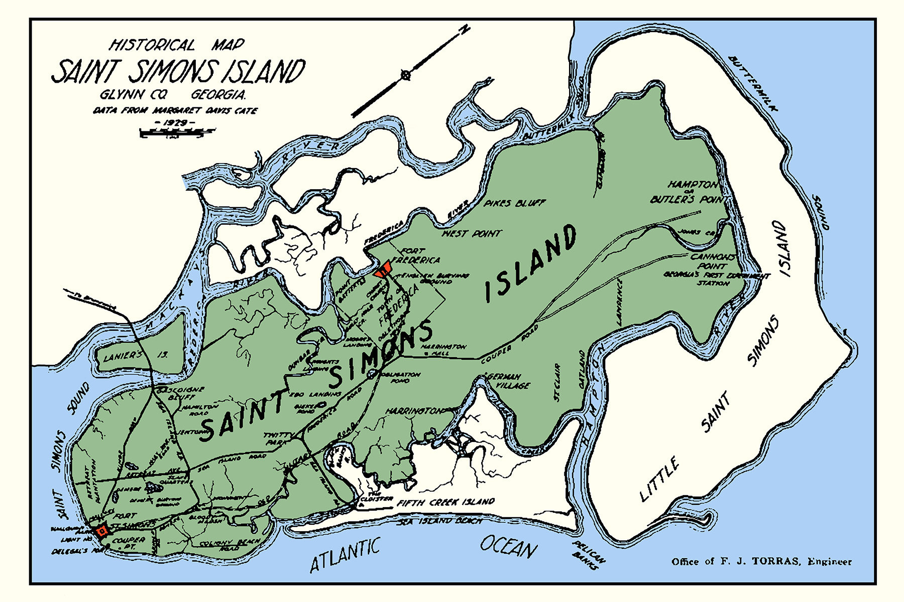 Mapa De La Isla De Saint Simons