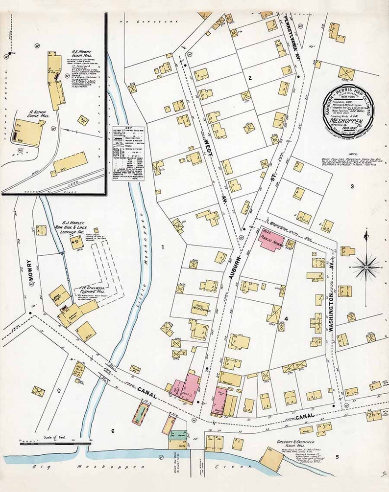 1897 Town Map of Meshoppen Wyoming County Pennsylvania - Etsy