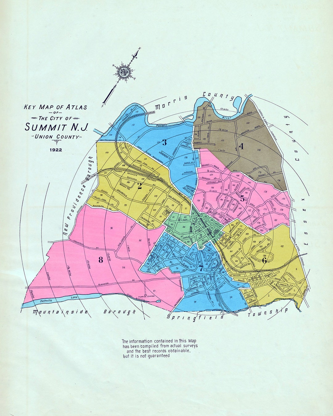1922 Map of Summit New Jersey - Etsy
