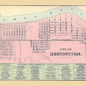 1872 Town Map of Huntington West Virginia - Etsy