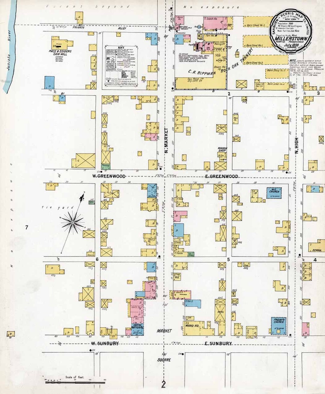 1899 Town Map of Millerstown Perry County Pennsylvania - Etsy