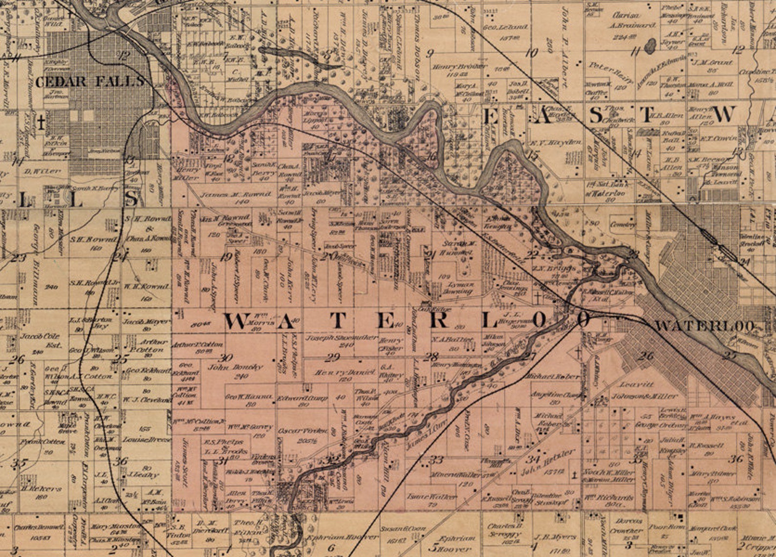 1887 Map of Black Hawk County Iowa Cedar Falls Waterloo - Etsy