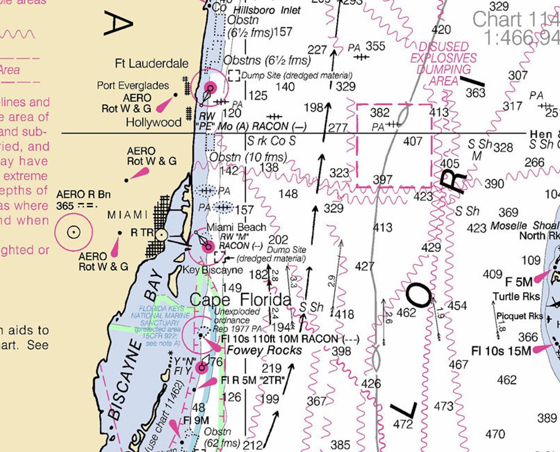 2012 Nautical Map of the Straits of Florida | Etsy