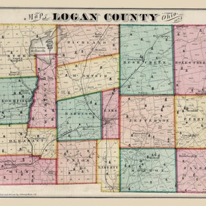 1875 Map of Logan County Ohio - Etsy