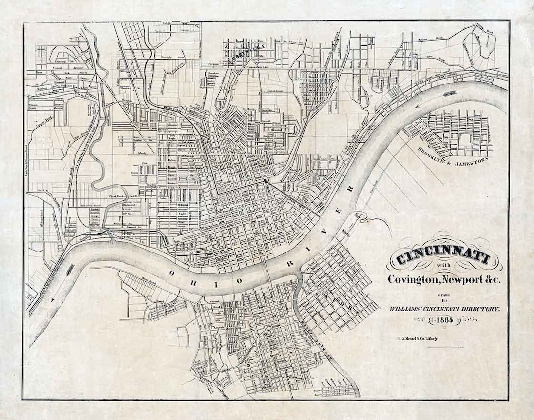 1865 Map of Cincinnati Ohio - Etsy