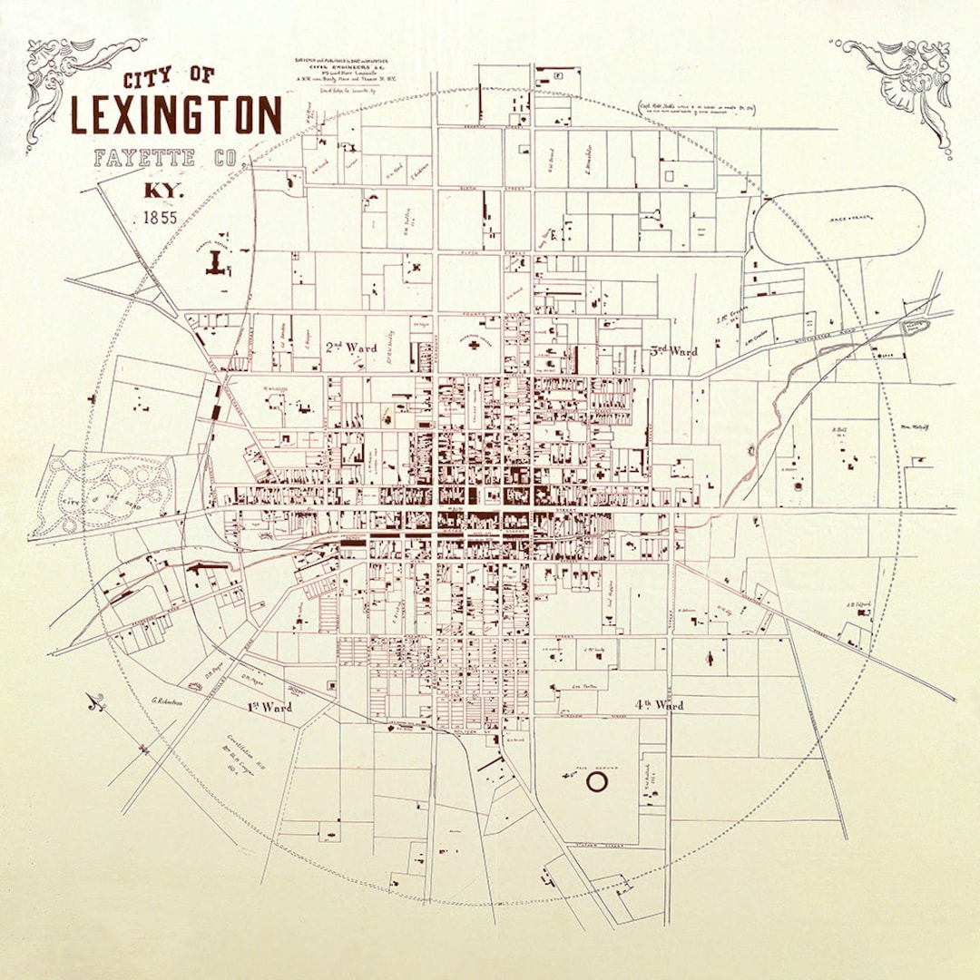 1855 Map of Lexington Fayette County Kentucky - Etsy