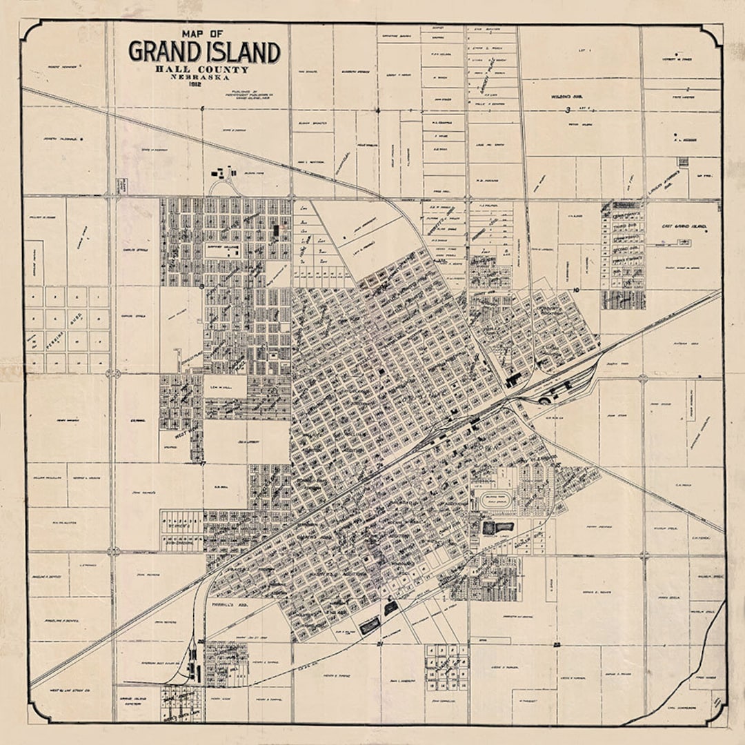1912 Map of Grand Island Hall County Nebraska - Etsy