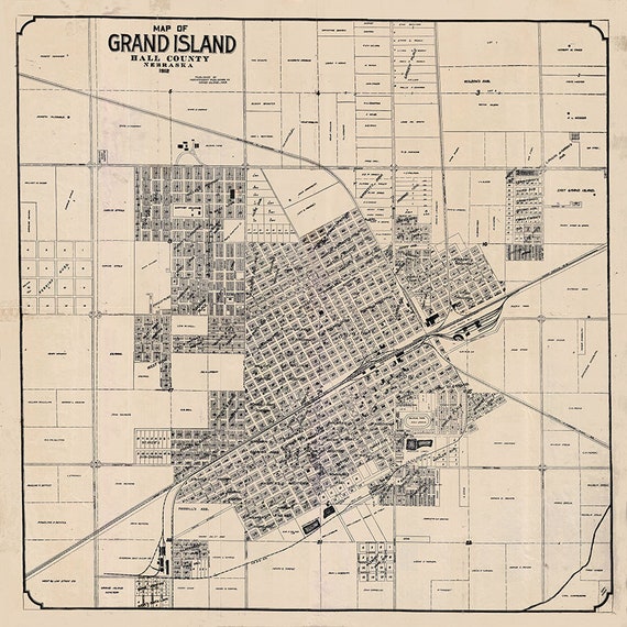 1912 Map of Grand Island Hall County Nebraska | Etsy