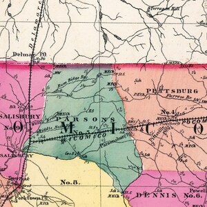 1873 Map of Dorchester Wicomico Somerset and Worcester County Maryland ...