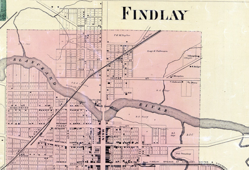 1863 Farm Line Map of Hancock County Ohio Findlay | Etsy