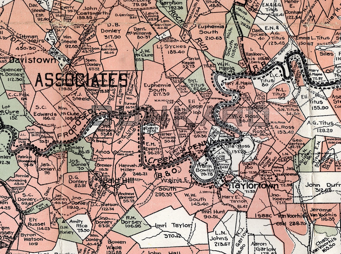 1907 Farm Line Map of Greene County Pennsylvania RARE BARNS Map - Etsy