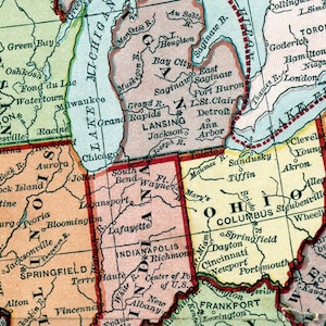 1887 Map of the United States - Etsy