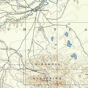 1890 Topo Map of Fort Benton Montana - Etsy