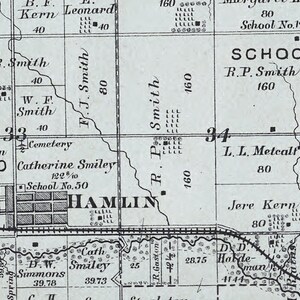 1887 Map of Hamlin Township Brown County Kansas - Etsy