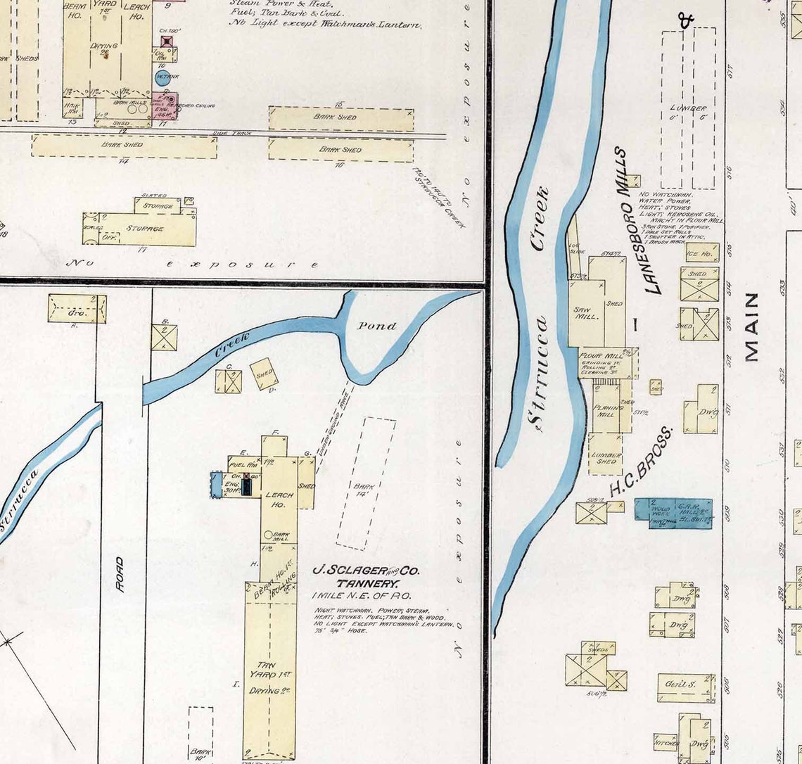 1885 Town Map of Lanesboro Susquehanna County Pennsylvania | Etsy