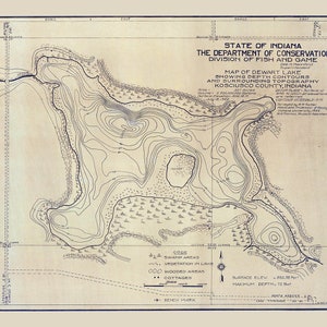 1922 Map of Dewart Lake Kosciusko County Indiana - Etsy