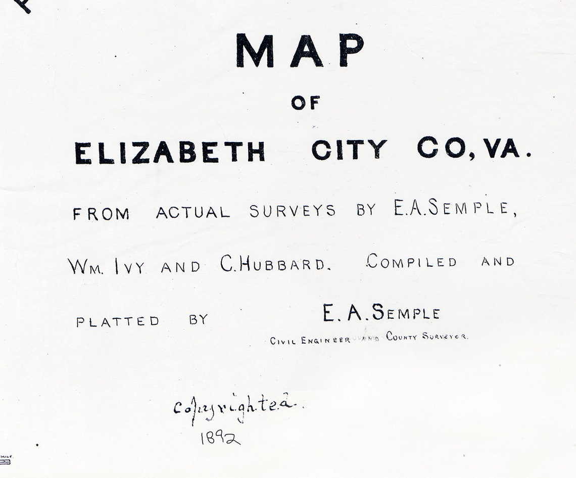 1892 Map of Elizabeth City County Virginia - Etsy
