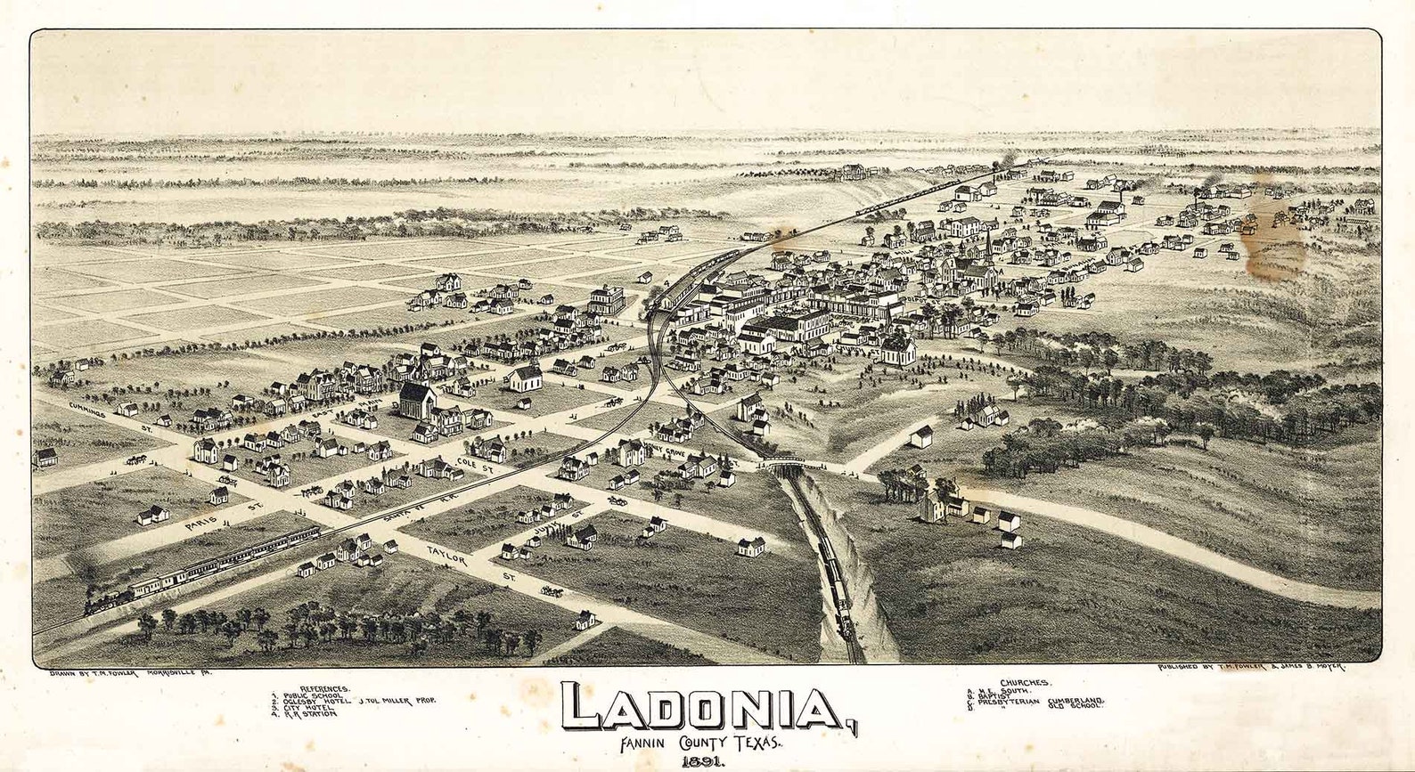 1891 Panoramic Map of Ladonia Fannin County Texas | Etsy