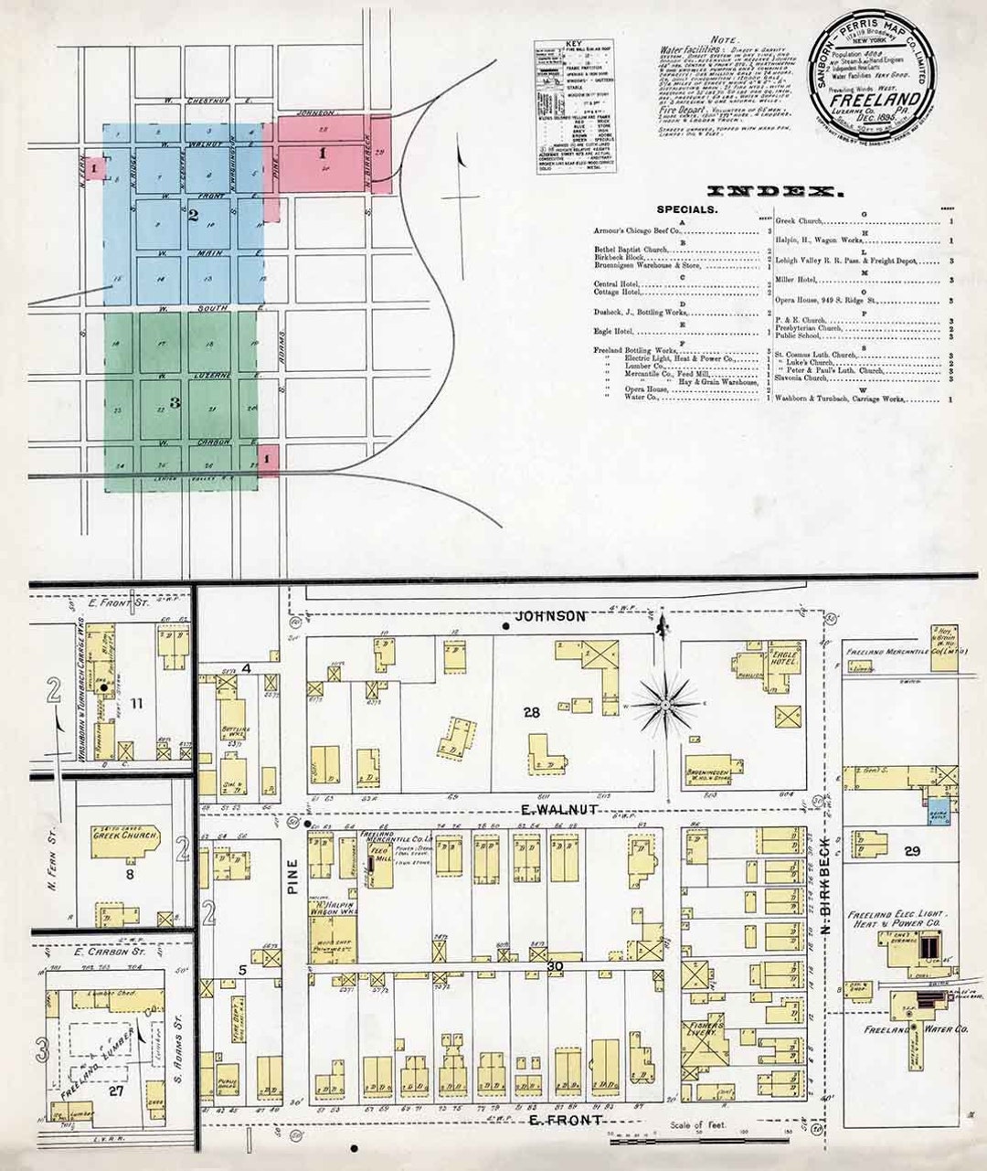 1895 Town Map of Freeland Luzerne County Pennsylvania - Etsy