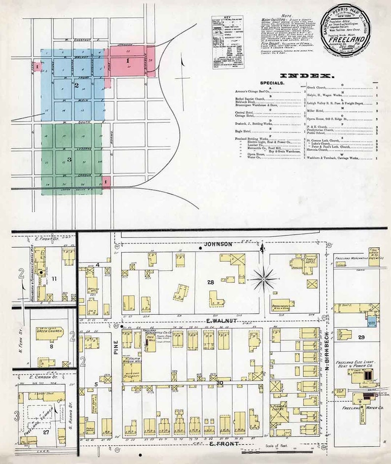 1895 Town Map of Freeland Luzerne County Pennsylvania - Etsy