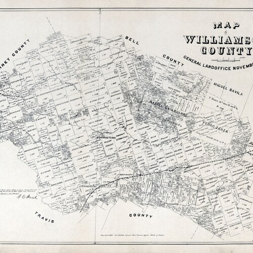 1880 Map of Williamson County Texas Georgetown - Etsy