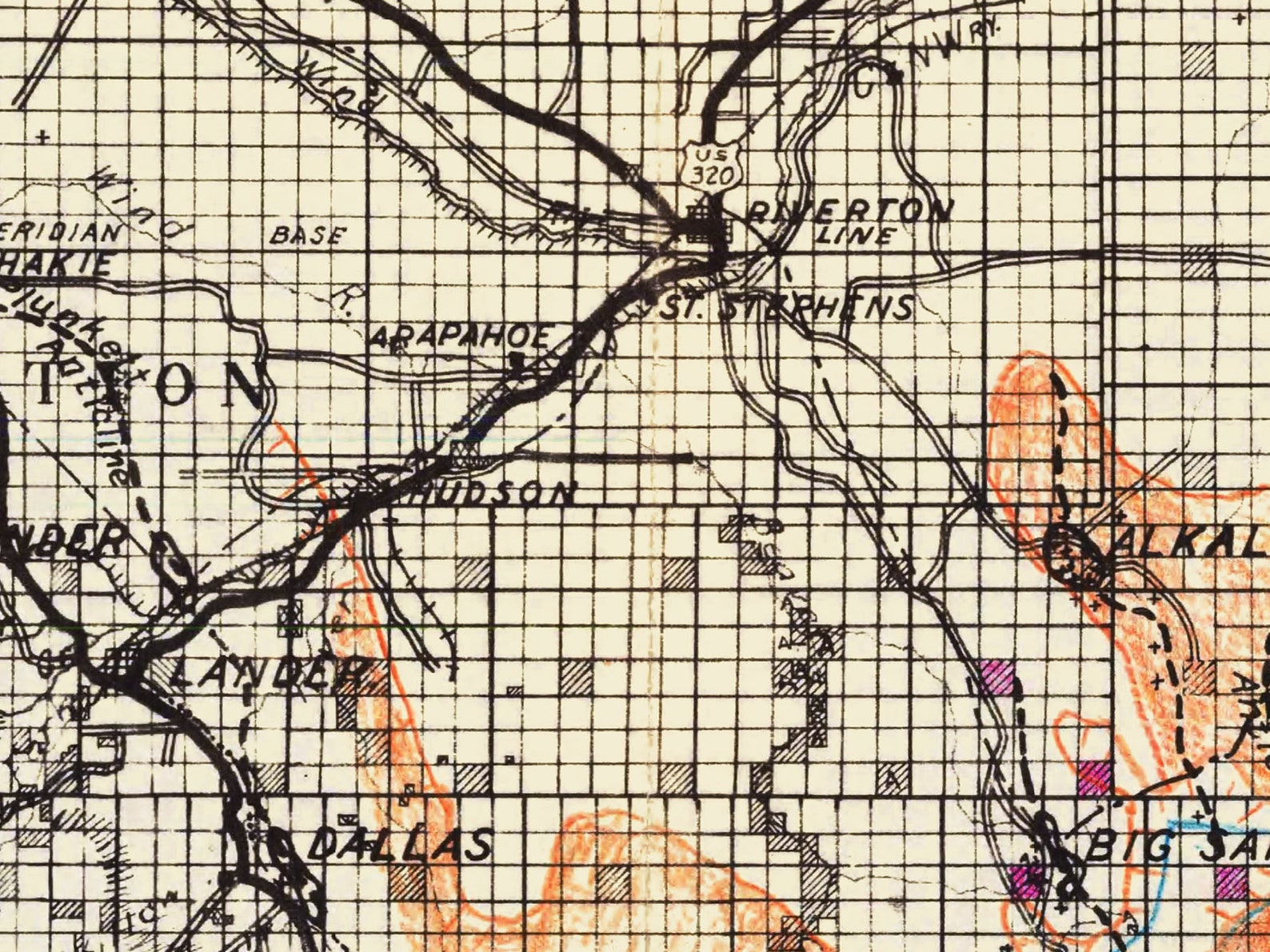 1936 Map of Fremont County Wyoming Oil and Gas Well Fields - Etsy