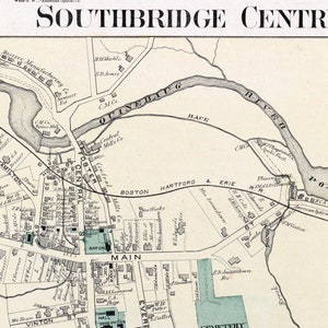 1870 Town Map of Sturbridge and Southbridge Massachusetts - Etsy