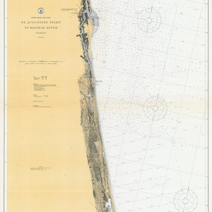 1924 Nautical Map of Saint Augustine Inlet Florida to Halifax - Etsy