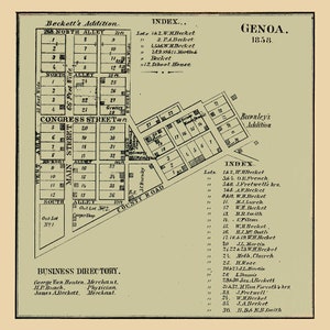 1858 Town Map of Genoa Pickaway County Ohio - Etsy