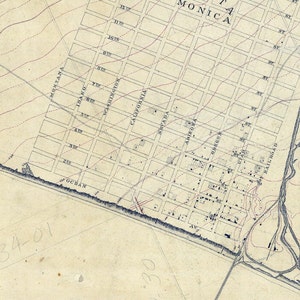 1875 Map of Santa Monica California Topography - Etsy