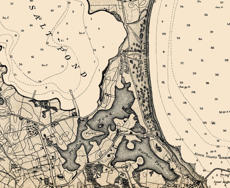 1904 Map of Block Island Rhode Island - Etsy
