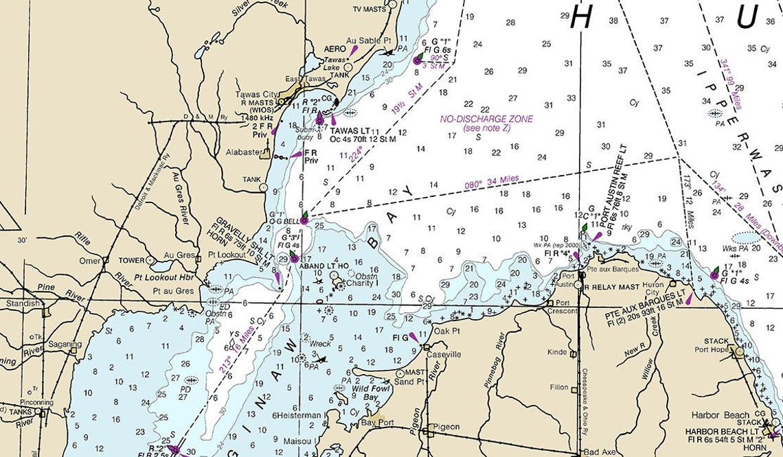 2016 Nautical Map of Lake Huron | Etsy