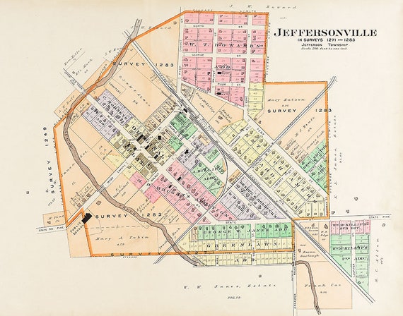 1913 Town Map of Jeffersonville Fayette County Ohio - Etsy