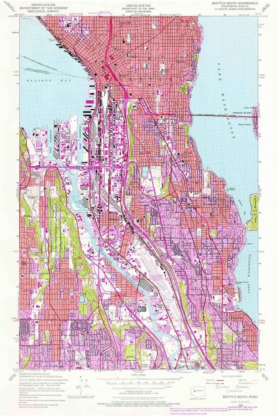 1949 Topo Map of Seattle South Washington Lake Washington - Etsy