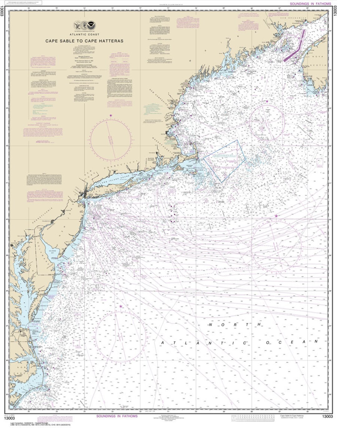 2015 Nautical Map of Cape Sable to Cape Hatteras - Etsy