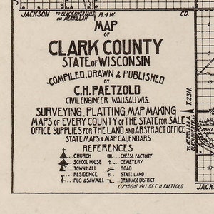 1917 Farm Line Map of Clark County Wisconsin Research Map - Etsy
