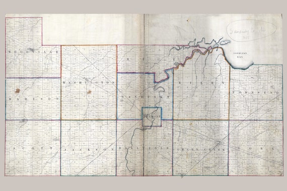 1856 Farm Line Map of Sandusky County Ohio | Etsy