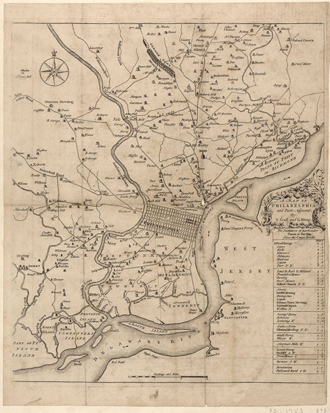 1753 Map of Philadelphia Pennsylvania - Etsy