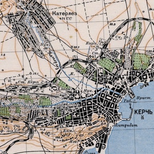 1933 Map of Kerch Crimea Ukraine - Etsy