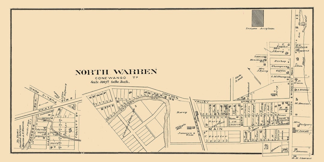 1878 Town Map of North Warren Warren County Pennsylvania - Etsy